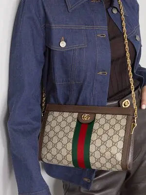 Gucci Ophidia Textured Leather-trimmed Printed Coated-canvas Shoulder Bag