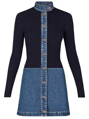 blue louis vuitton dress Louis vuitton long blue dress with front waist chain main image 1
