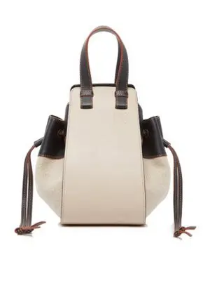 Loewe Hammock Small Drawstring Linen And Leather Bag