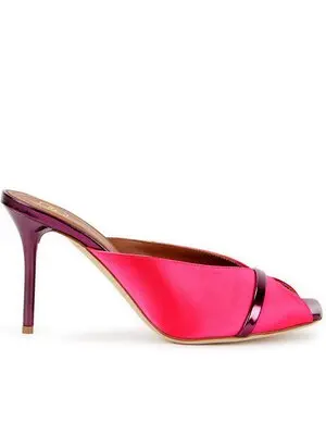 MALONE SOULIERS Lucia 85 Pink Satin And Leather Mules