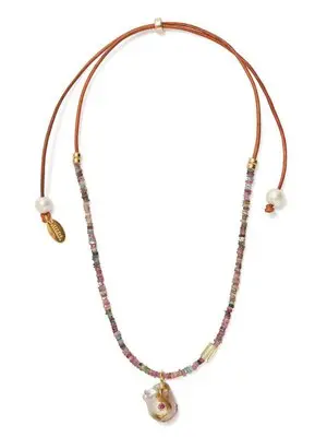LIZZIE FORTUNATO - Pearl Beaded Leather Necklace