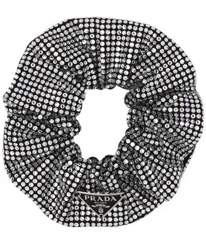 Prada - Triangle-Logo Crystal-Embellished Scrunchie
