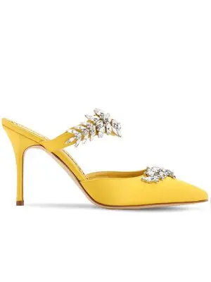 manolo blahnik - 90MM Lurum Swarovski Satin Mules