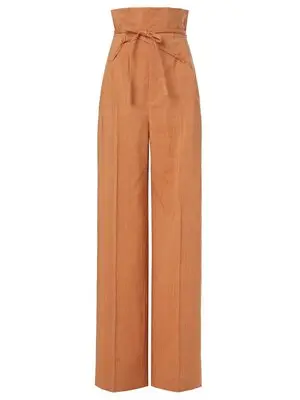 Jacquemus Novio Belted High-rise Hemp-blend Wide-leg Pants