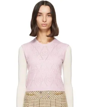 Gucci - Pink GG Crochet Sweater Vest