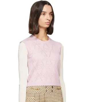 Gucci - Pink GG Crochet Sweater Vest