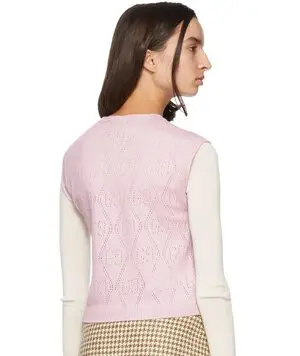 Gucci - Pink GG Crochet Sweater Vest