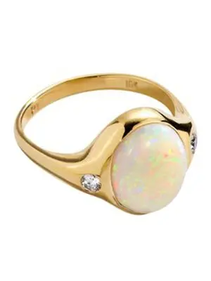 Pamela Love Essential 10kt Yellow-gold, Opal And Diamond Ring