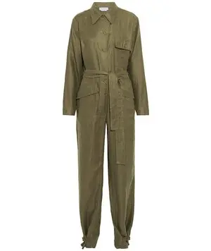 Gabriela Hearst Phoebus Belted Basketweave Hemp Jumpsuit
