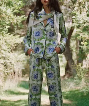 RODARTE Printed Silk Pajama Top
