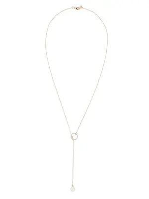 Mateo-14k Diamond Circle Pearl Lariat Necklace