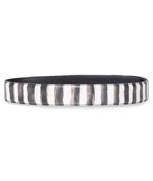 Moschino - Logo-Embellished Striped Leather Belt