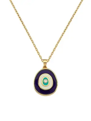 GILAN Evil Eye 18k Yellow Gold Enamel And Diamond Necklace