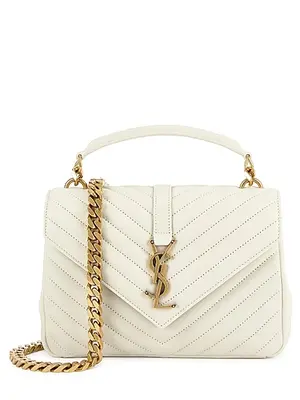 SAINT LAURENT College Medium White Leather Cross-body Bag