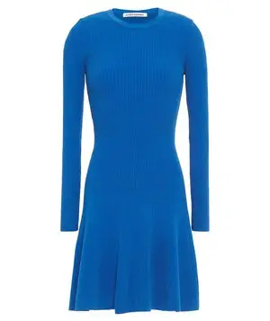 Autumn Cashmere Fluted Ribbed-knit Mini Dress