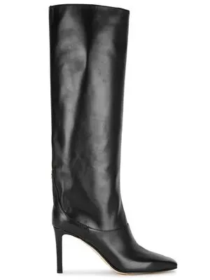 JIMMY CHOO Mahesa 85 Black Leather Knee-high Boots
