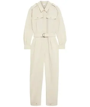 Iris & Ink Erin Belted Pleated Drill Jumpsuit