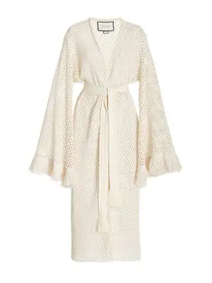 Alexis Panthea Fringed Crochet-knit Robe