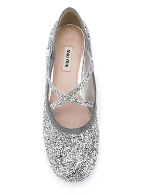 Miu Miu Glitter Ballerina Shoes