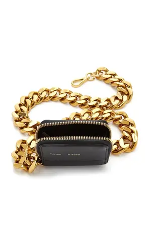 Kara Chain-detailed Leather Bike Wallet