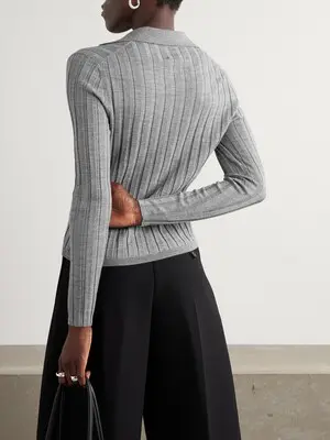 ALLUDE Wool Ribbed Cardigan