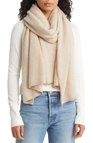 Nordstrom Cashmere Scarf Tan Doeskin Heather