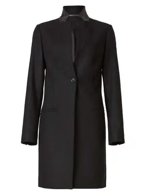 all saints - Leni Wool & Cashmere Blend Coat With Leather Collar