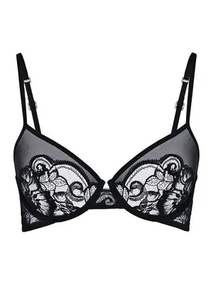 La Perla Underwired Bra In Black Tulle And Leavers Lace - One-color