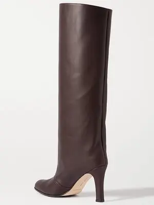 Manolo Blahnik Khomobi Gum Leather Knee Boots