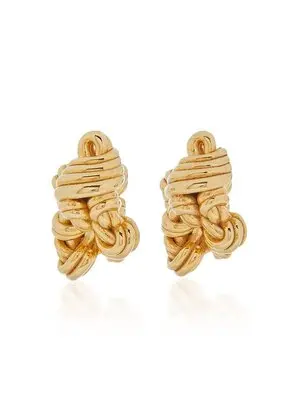 Bottega Veneta Twist Cluster 18k Gold-plated Hoop Earrings