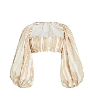 Cult Gaia Hanna Convertible Striped Cotton-silk Crop Top
