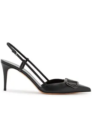 Valentino Garavani Vlogo 80 Black Leather Pumps