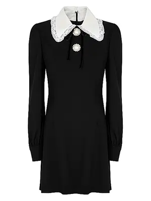 ALESSANDRA RICH Black Wool-blend Mini Dress