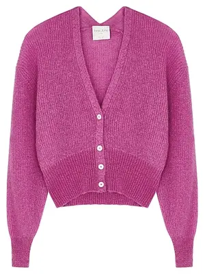 FORTE_FORTE Pink Fine-knit Mohair-blend Cardigan