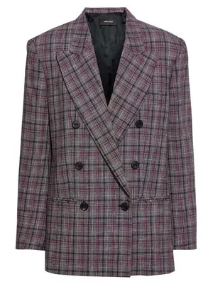 Isabel Marant Deagan Double-breasted Checked Wool And Cotton-blend Blazer