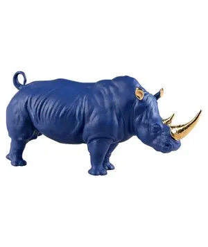 LLADRO Blue Rhino Figurine - One-color
