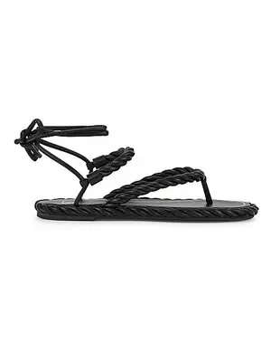 Valentino Garavani The Rope Black Leather Sandals