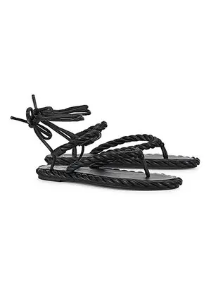 Valentino Garavani The Rope Black Leather Sandals