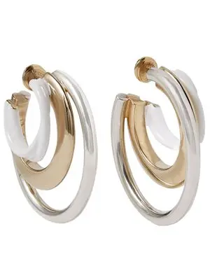 Bottega Veneta Silver- And Gold-tone And Enamel Hoop Earrings