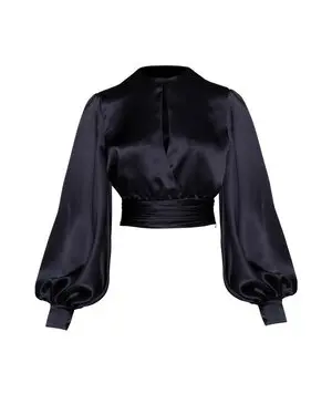 ANDRES OTALORA Pozo Keyhole Silk-satin Blouse