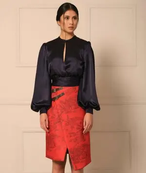 ANDRES OTALORA Pozo Keyhole Silk-satin Blouse