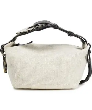 GANNI Snake-effect Leather-trimmed Linen Shoulder Bag