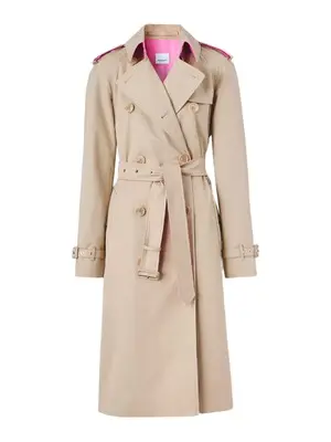 BURBERRY Contrast Trim Cotton Gabardine Trench Coat