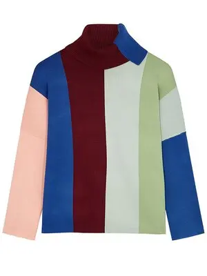 Victoria Beckham Striped Roll-neck Stretch-knit Jumper