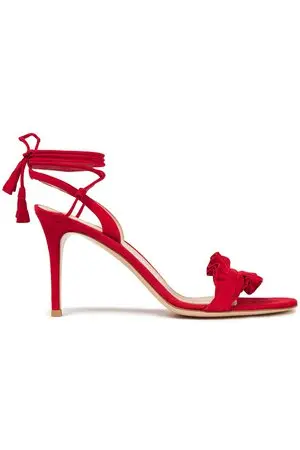GIANVITO ROSSI Flora 85 Ruffled Suede Sandals