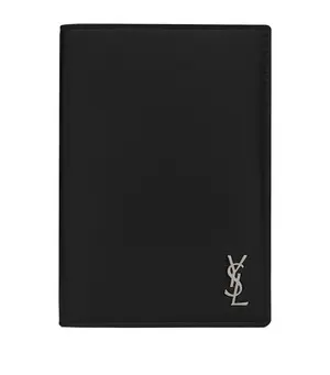 Saint Laurent Leather Monogram Passport Holder