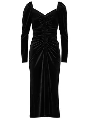 A.L.C. Chamberlain Black Stretch-velvet Midi Dress