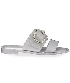 FERRAGAMO - Taryn Metallic Jelly Logo Slide Sandals