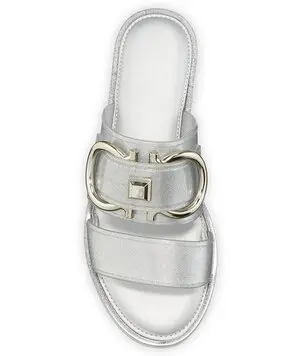 FERRAGAMO - Taryn Metallic Jelly Logo Slide Sandals