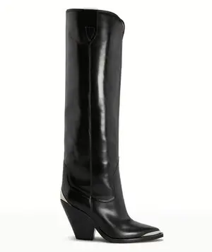 Isabel Marant Lomera Calfskin Metal-Tip Western Knee Boots - One-color